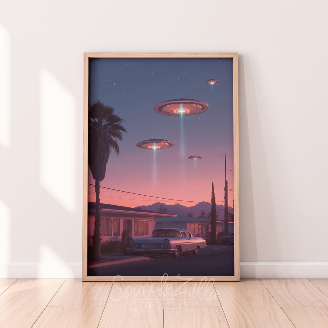 Retro Ufos Desert Photo Art | Arizona UFO Printable | Wall Decor | Sci ...