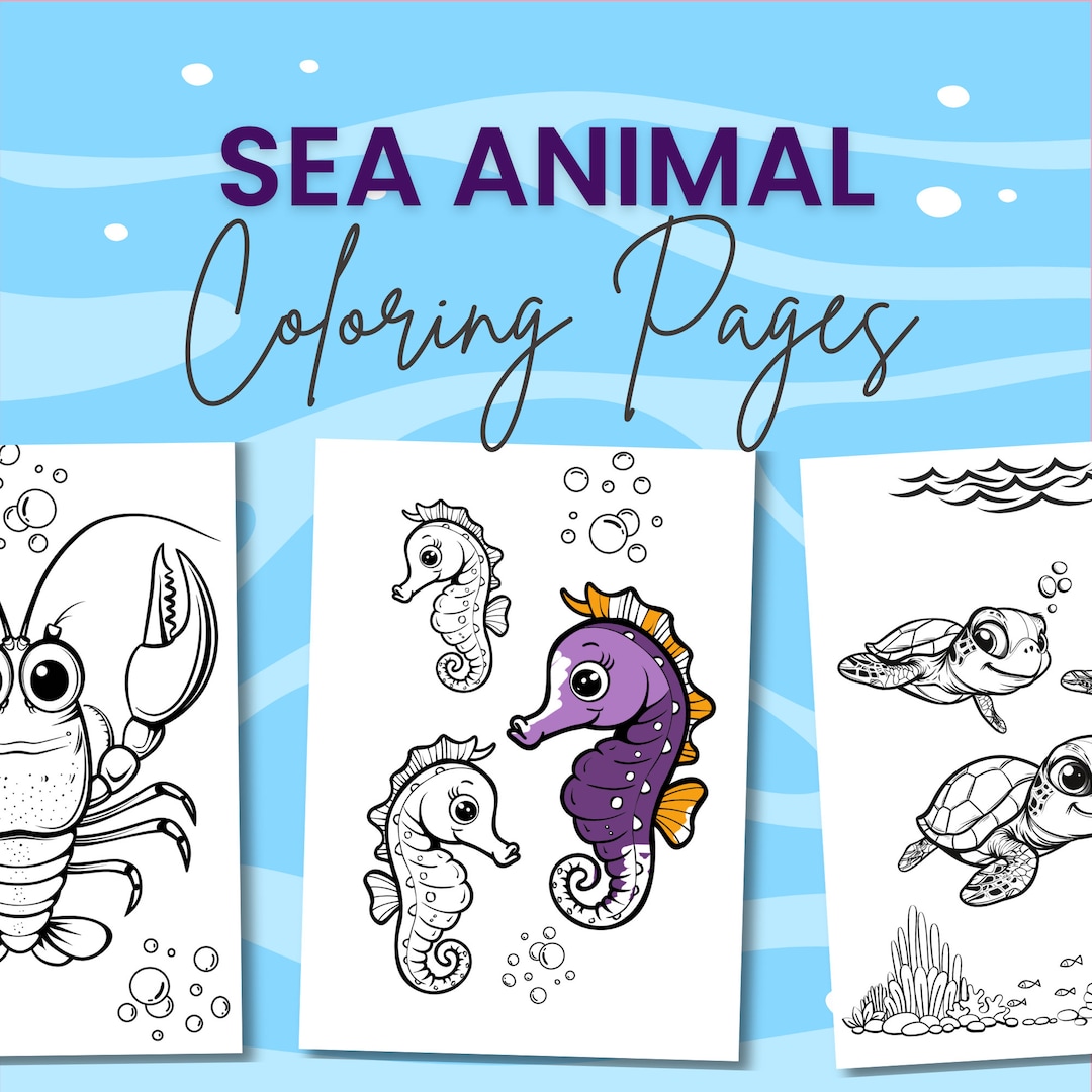 Sea Animals Coloring Page | Instant Download | Digital Download | Kids ...