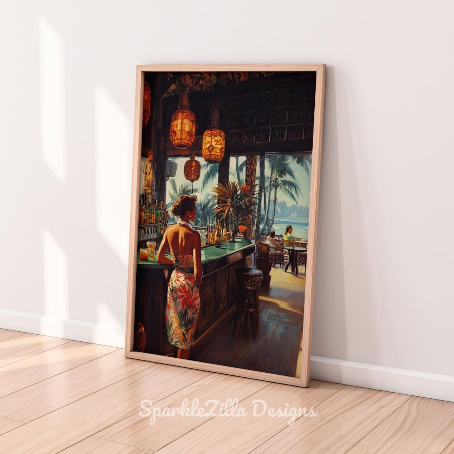 Vintage Tiki Bar Woman Printable Wall Art | Tiki Art Original Prints ...