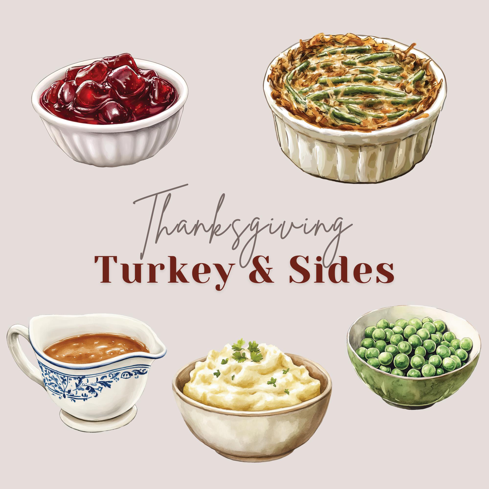 Thanksgiving Turkey & Sides Clipart Bundle | Junk Journal ...