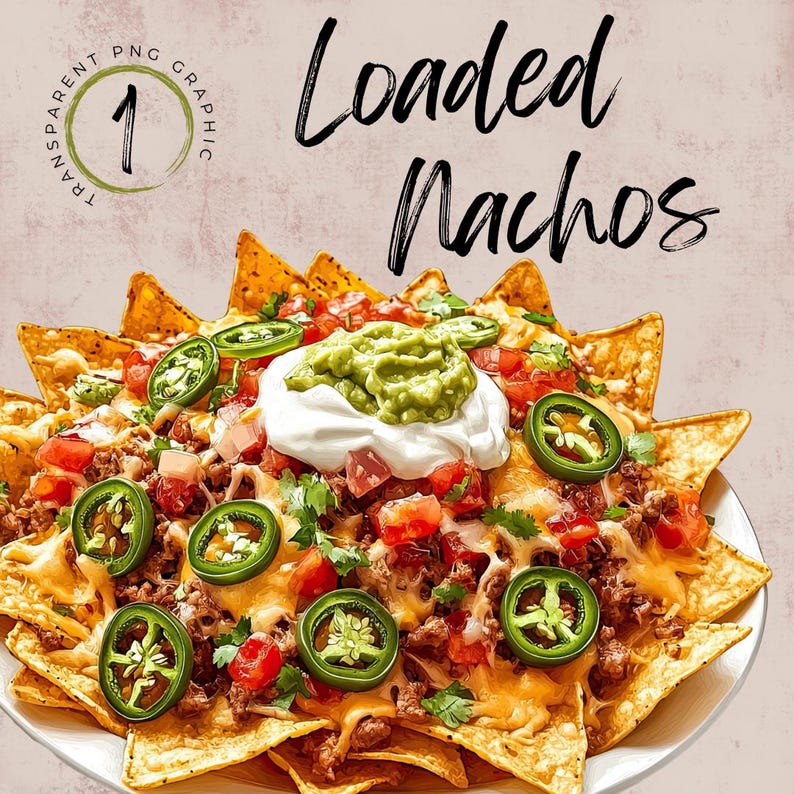 Watercolor Loaded Nahcos Clipart | Mexican Food Graphics | Digital ...