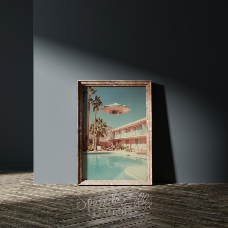 Retro UFO Photo Art | Palm Springs Printable | Wall Decor | Sci-fi Art ...