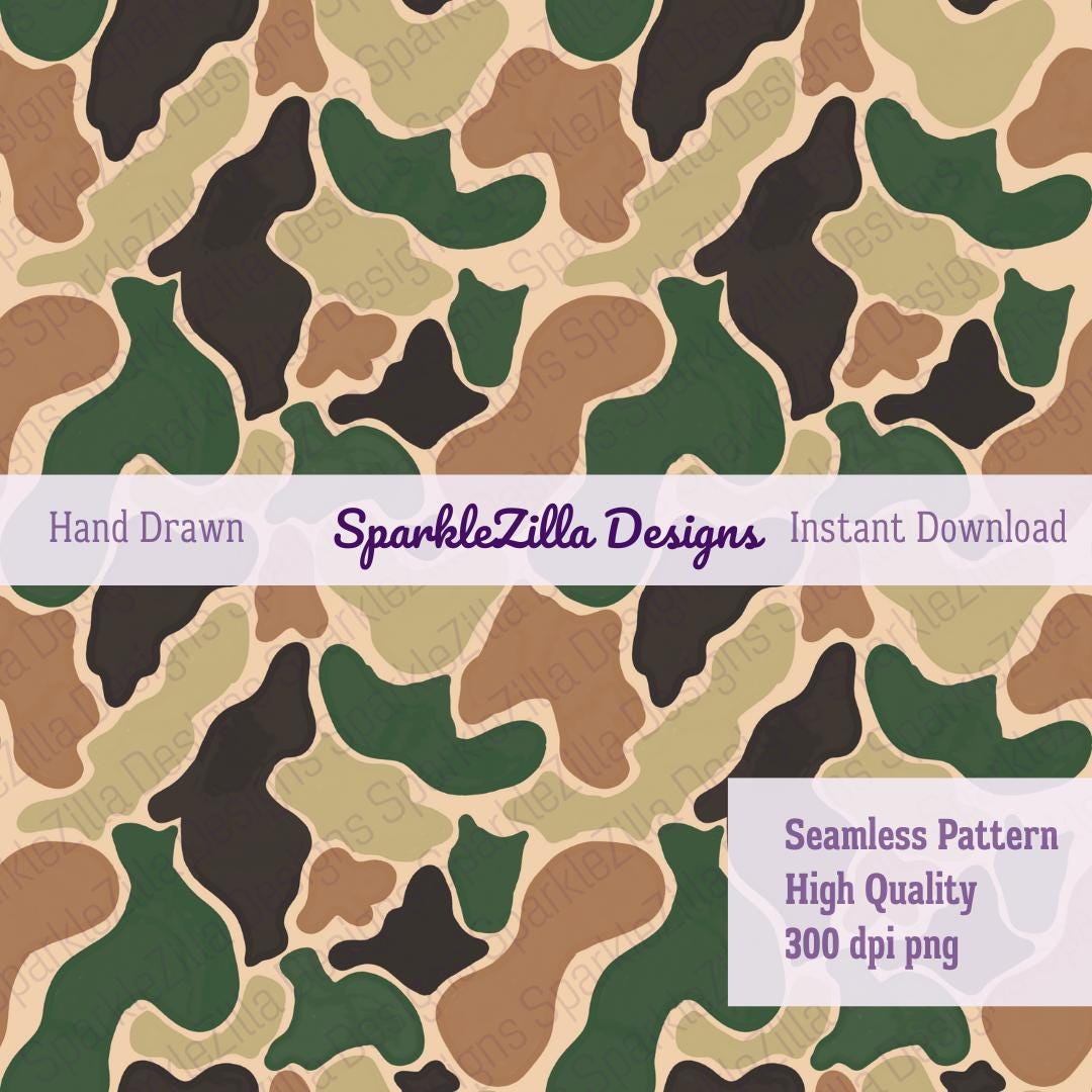 Old School Camo Seamless Pattern Hand Drawn PNG | Duck Hunting ...