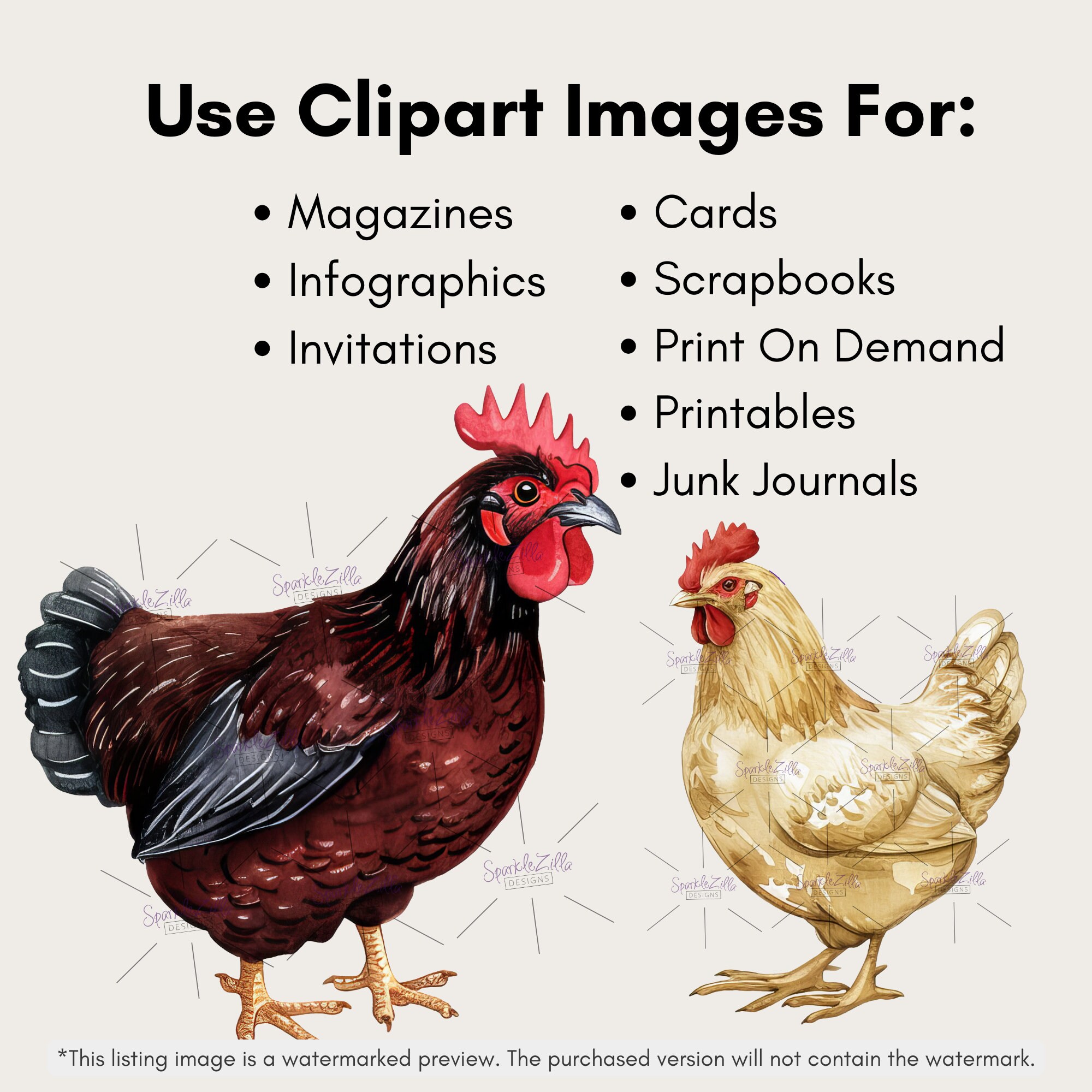 Chicken Clipart Farm Animals Clipart Chicken Watercolor Chicken Farm ...