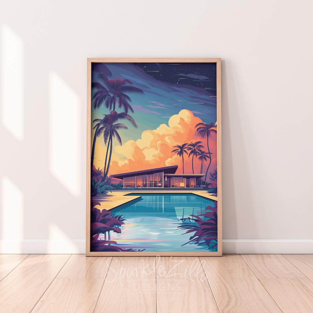 Mid Century Pool Wall Art | Retro Pool Decor | Vintage Swimming Prints ...