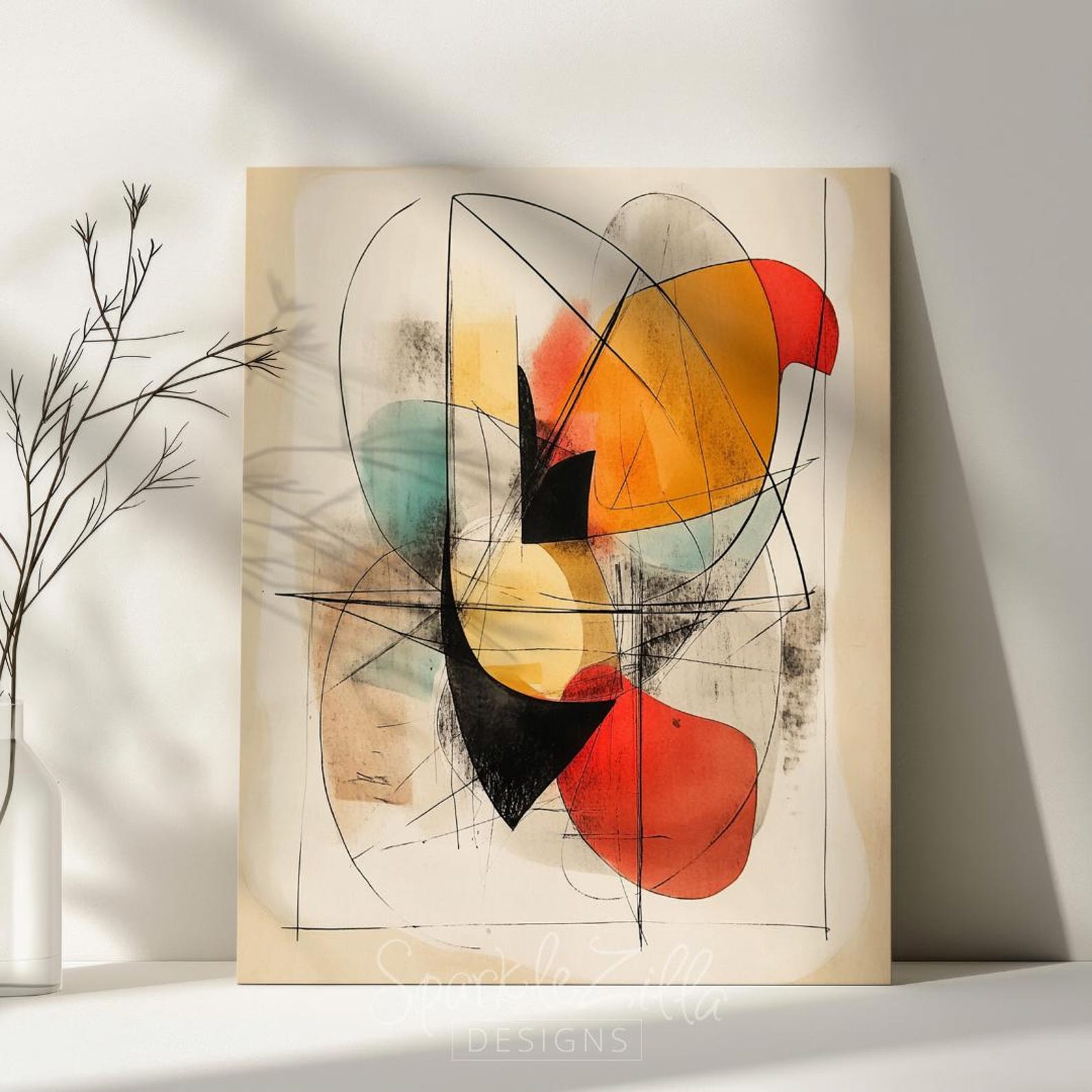 Minimal Midcentury Abstract Printable Wall Art | Midcentury Art ...