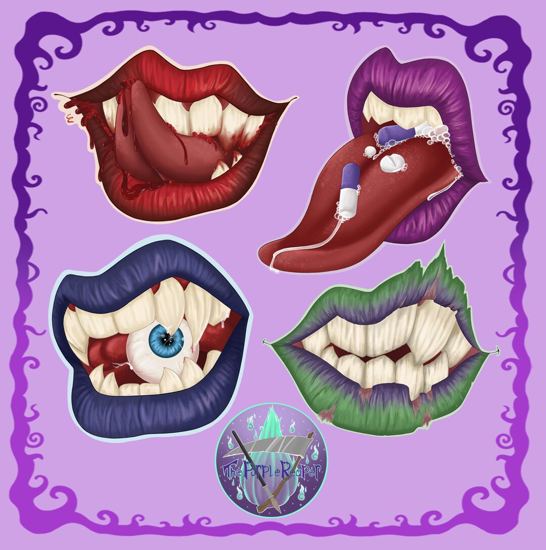 Monster Girl Lips Stickers/anime/gothic/horror - Etsy