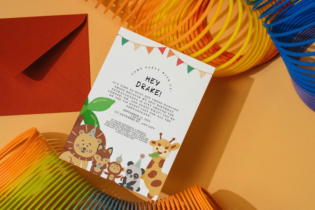 Jungle Theme Printable Birthday Invite for Kids | Editable Canva ...