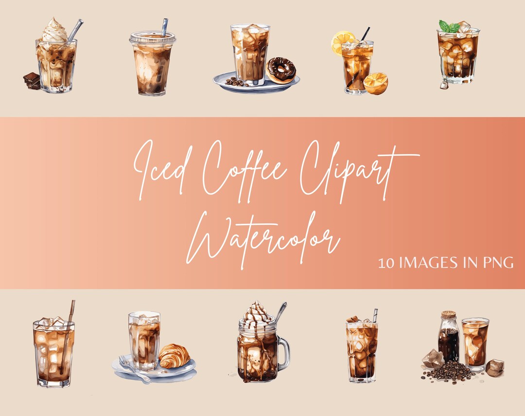 Iced Coffee Clipart PNG | Watercolor Theme | Menu, Cafe Menu, Scrapbook ...