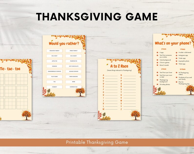 Printable Thanksgiving Game Family Thanksgiving Activities Instant ...
