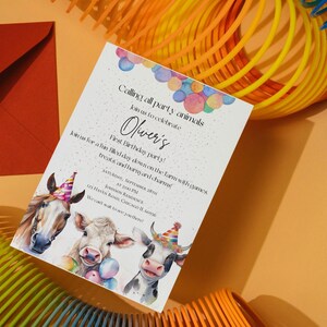Farm Animals Editable Birthday Invitation OINK CLUCK MOO Canva Template ...