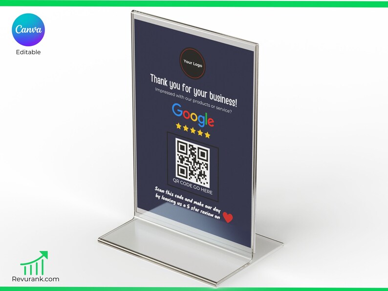Google Review Sign, Ask for Review QR Code Sign Canva Template, Review ...
