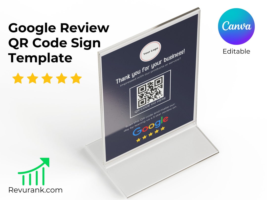 Google Review Sign, Ask for Review QR Code Sign Canva Template, Review ...