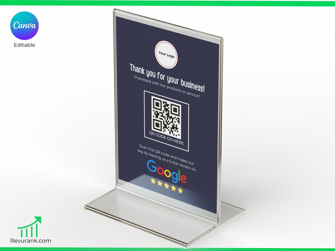 Google Review Sign, Ask for Review QR Code Sign Canva Template, Review ...