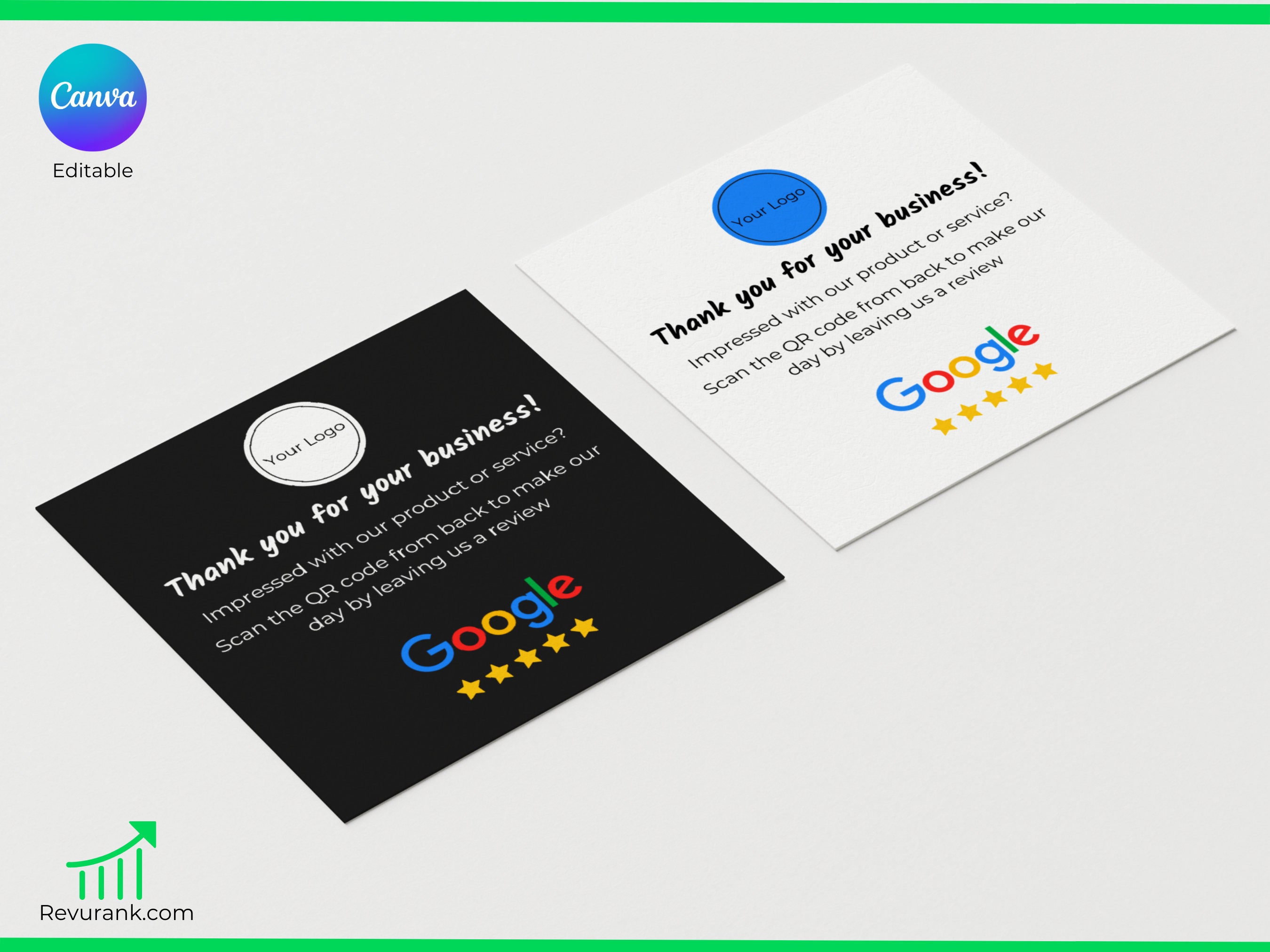 Google Review Card Template QR Code Business Cards, Thank You Card ...