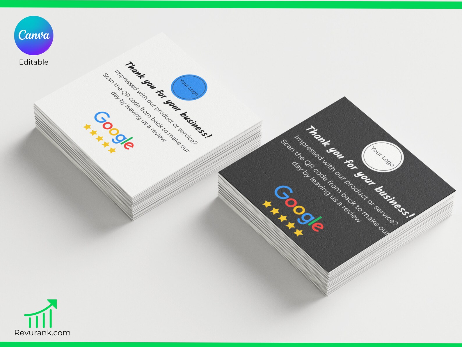 Thank You QR Code Business Card, Google Review Us Card, Business Card ...