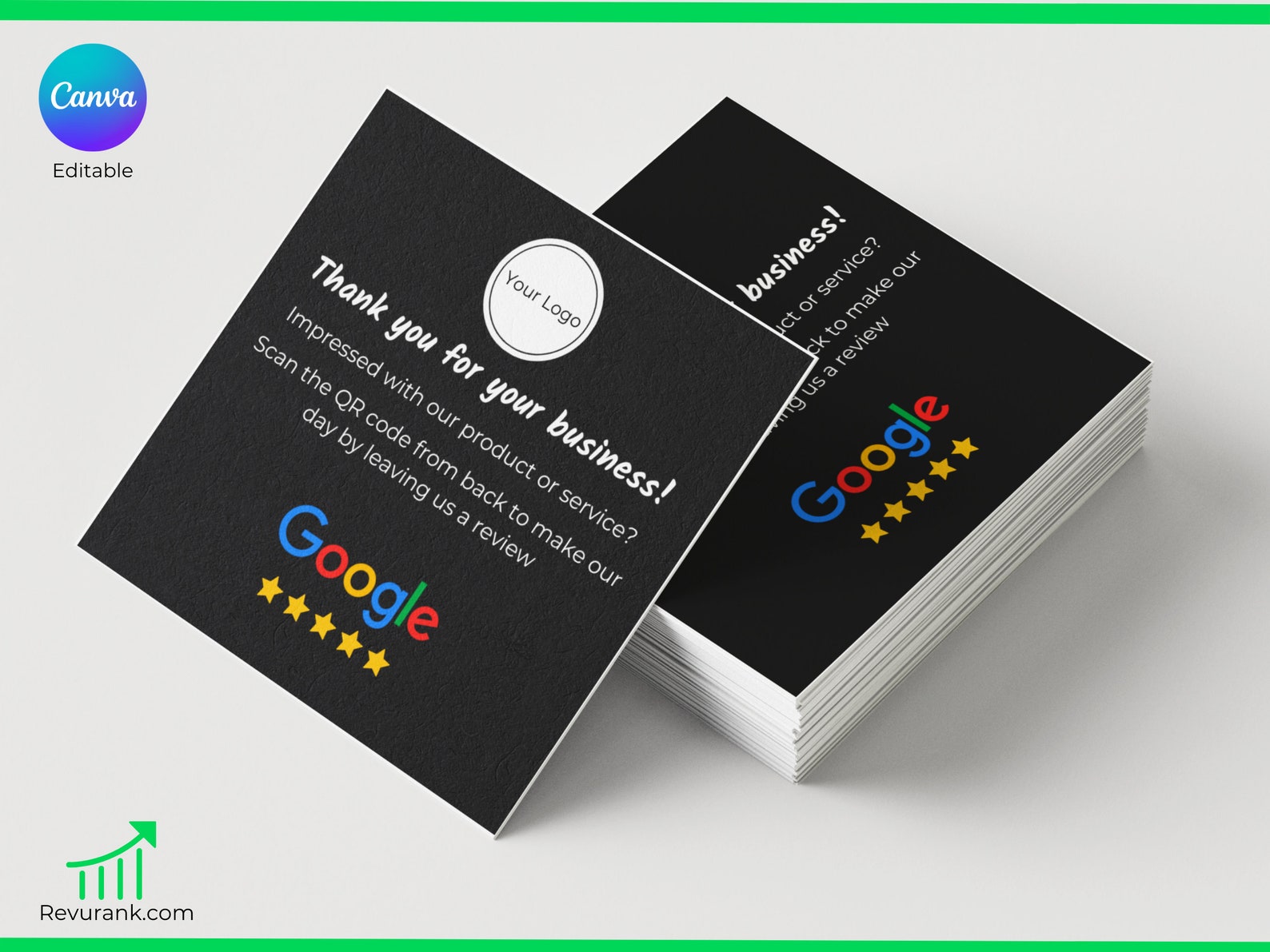 Thank You QR Code Business Card, Google Review Us Card, Business Card ...