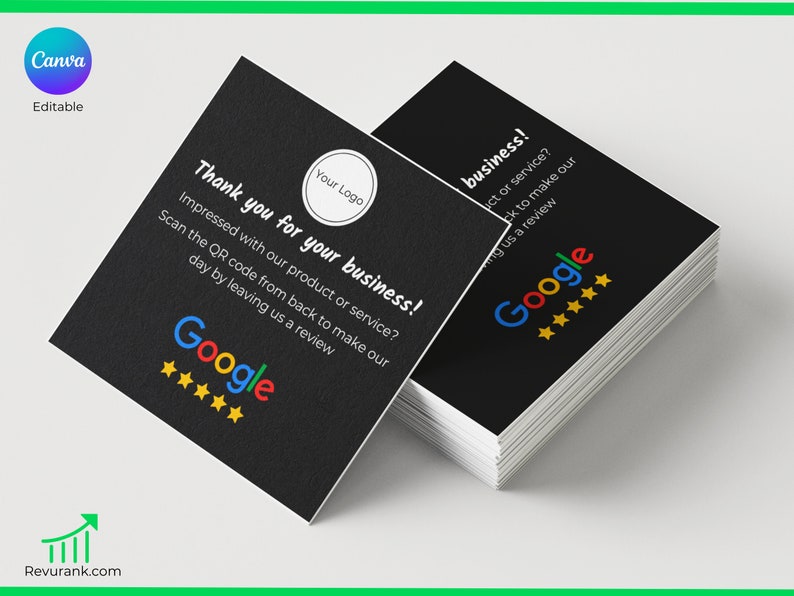 Google Review Card Template QR Code Business Cards, Thank You Card ...