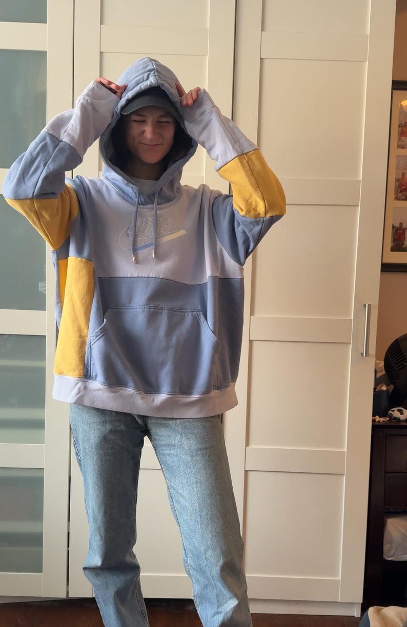 Nike Rework | Upcycled Hoodie | Patchwork Sweatshirt | Handmade Clothes ...
