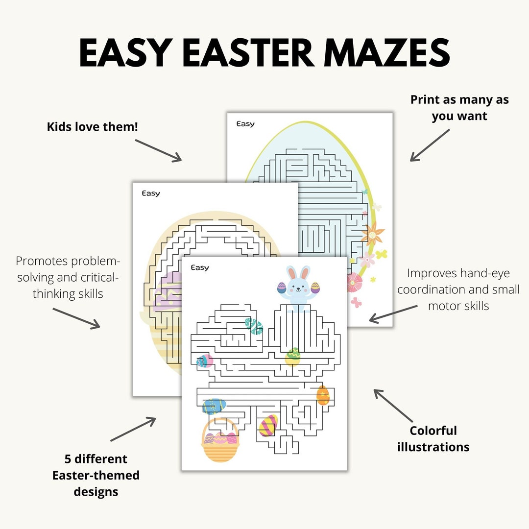 Easy Easter-themed Mazes for Kids, Easter Mazes, Kids Activity ...
