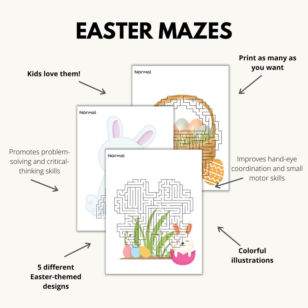 Easter Themed Mazes, Printables for Kids, Easter Printables, Normal ...
