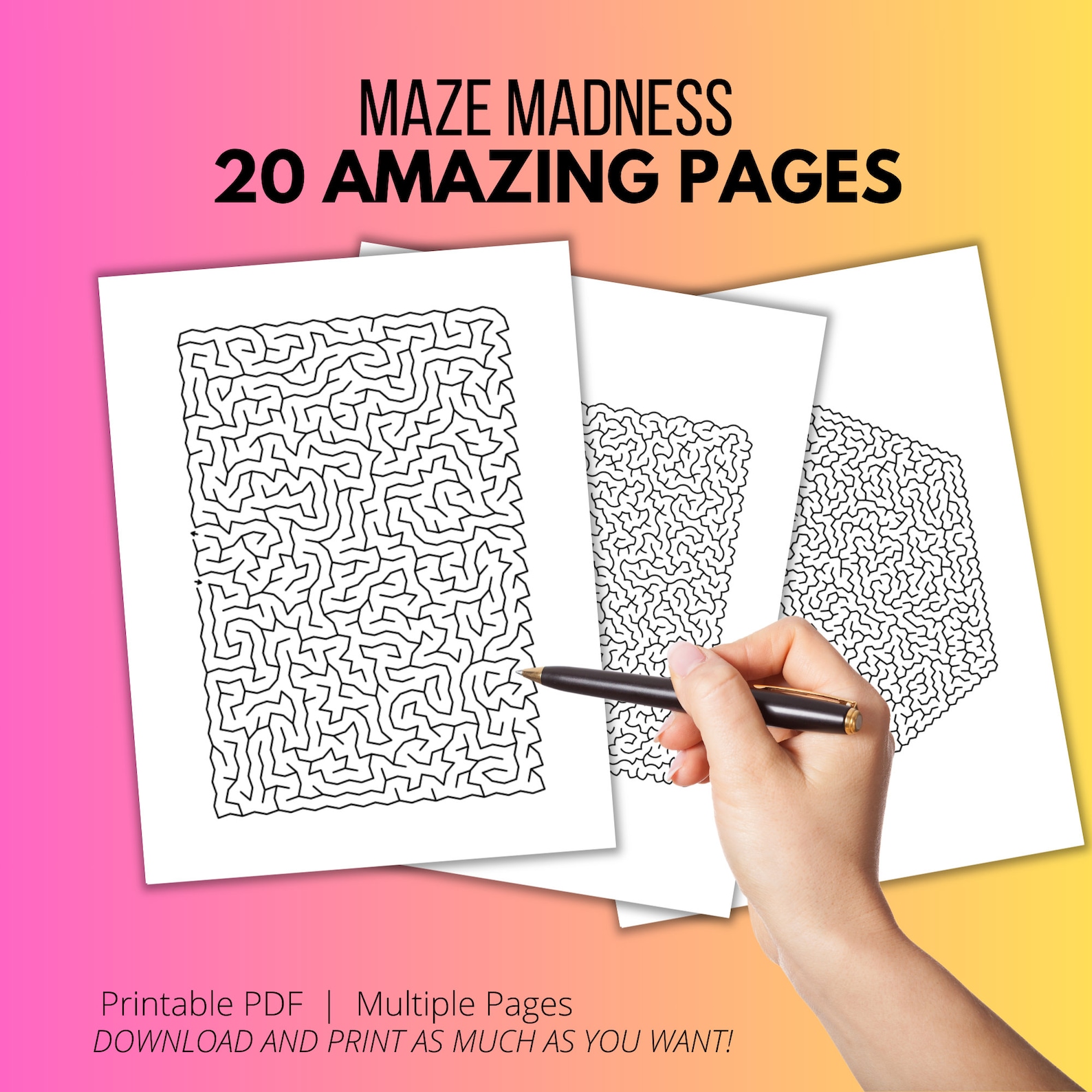 Maze Madness, Challenging Mazes, Printable Maze Book, Kids Activity ...