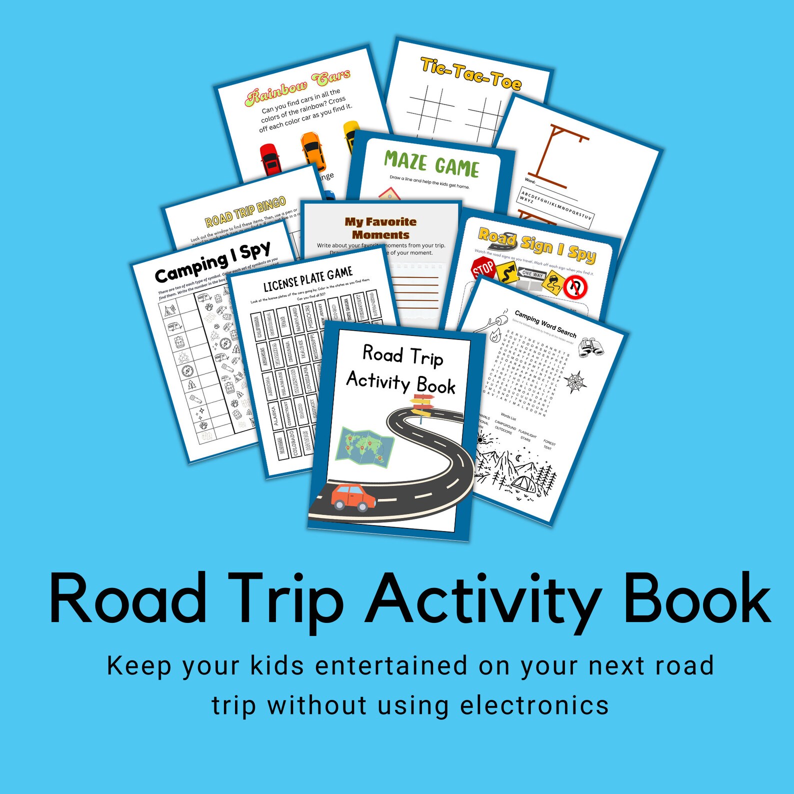 Road Trip Activity Book, Kids Activity Book, Printable Activity Book, I ...