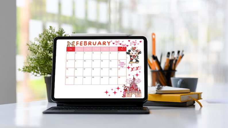 February 2026 Disney Inspired Calendar | Valentines Love Calendar ...