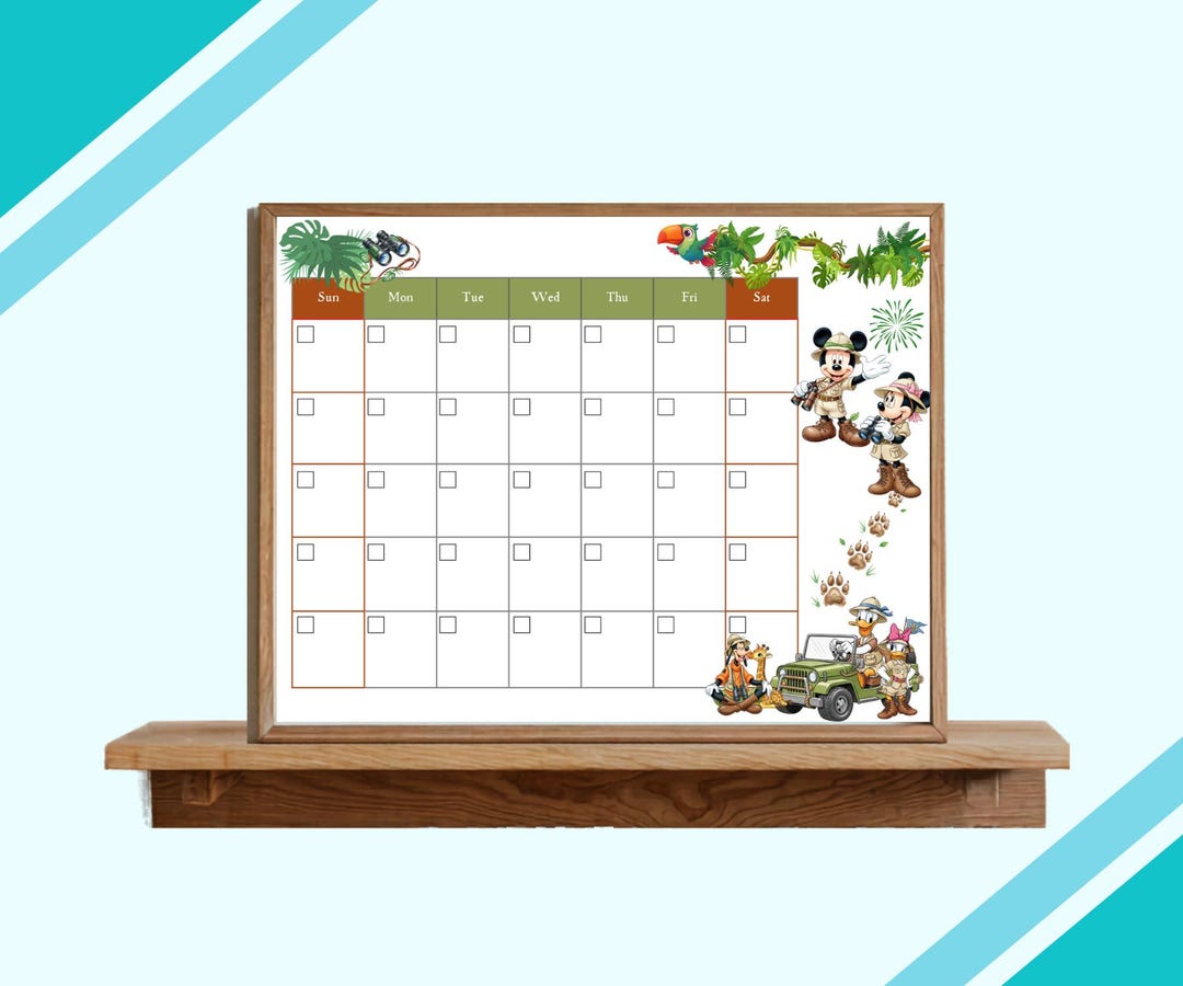 Disney Inspired Animal Kingdom Safari Calendar Printable, Disney World ...