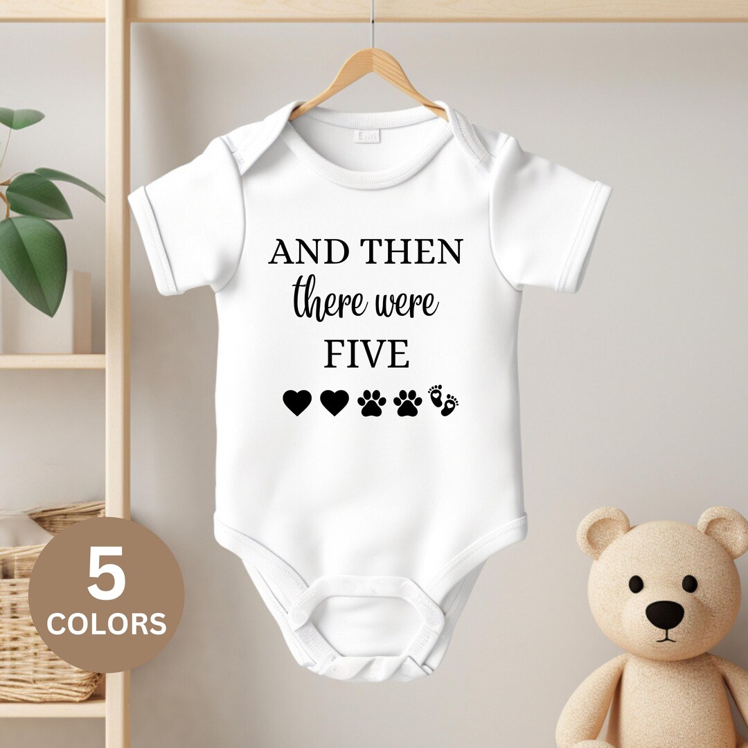And Then There Were Five Baby Onesie®, Baby Announcement Bodysuit, Baby ...