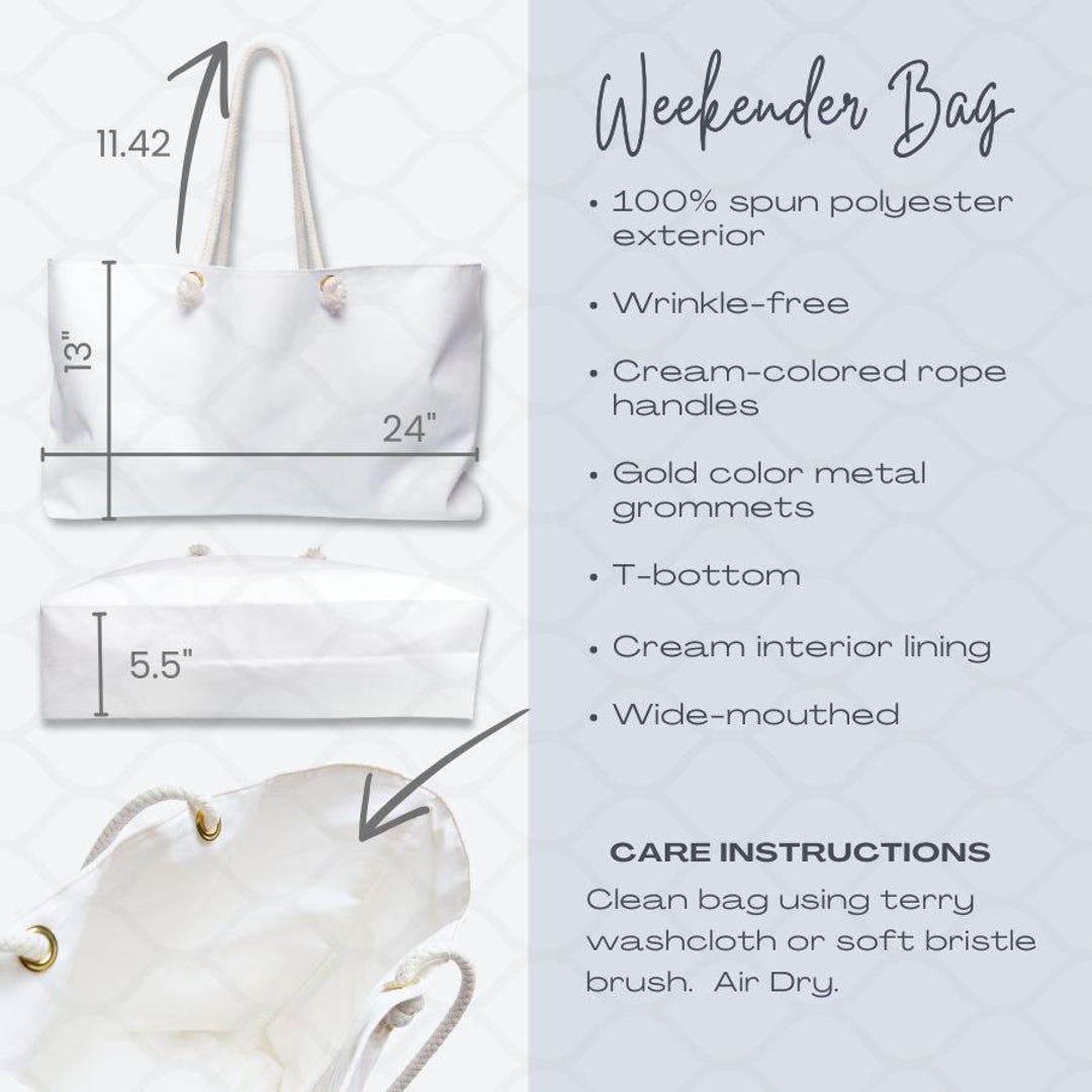 Size Chart Weekender Bag Size Guide Mockup Printify Polyester Weekender ...