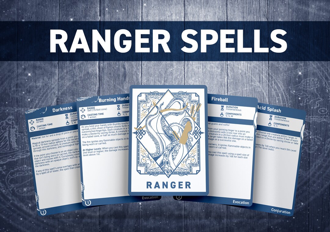 Dnd Ranger Spell Cards | Dnd Spellbook | D&D Printable | Dungeons and ...