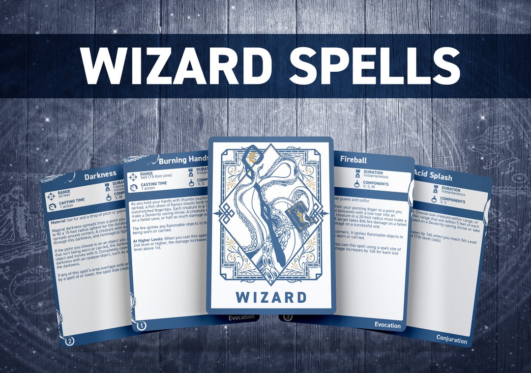 Dnd Wizard Spell Cards | Dnd Spellbook | D&D Printable | Dungeons and ...