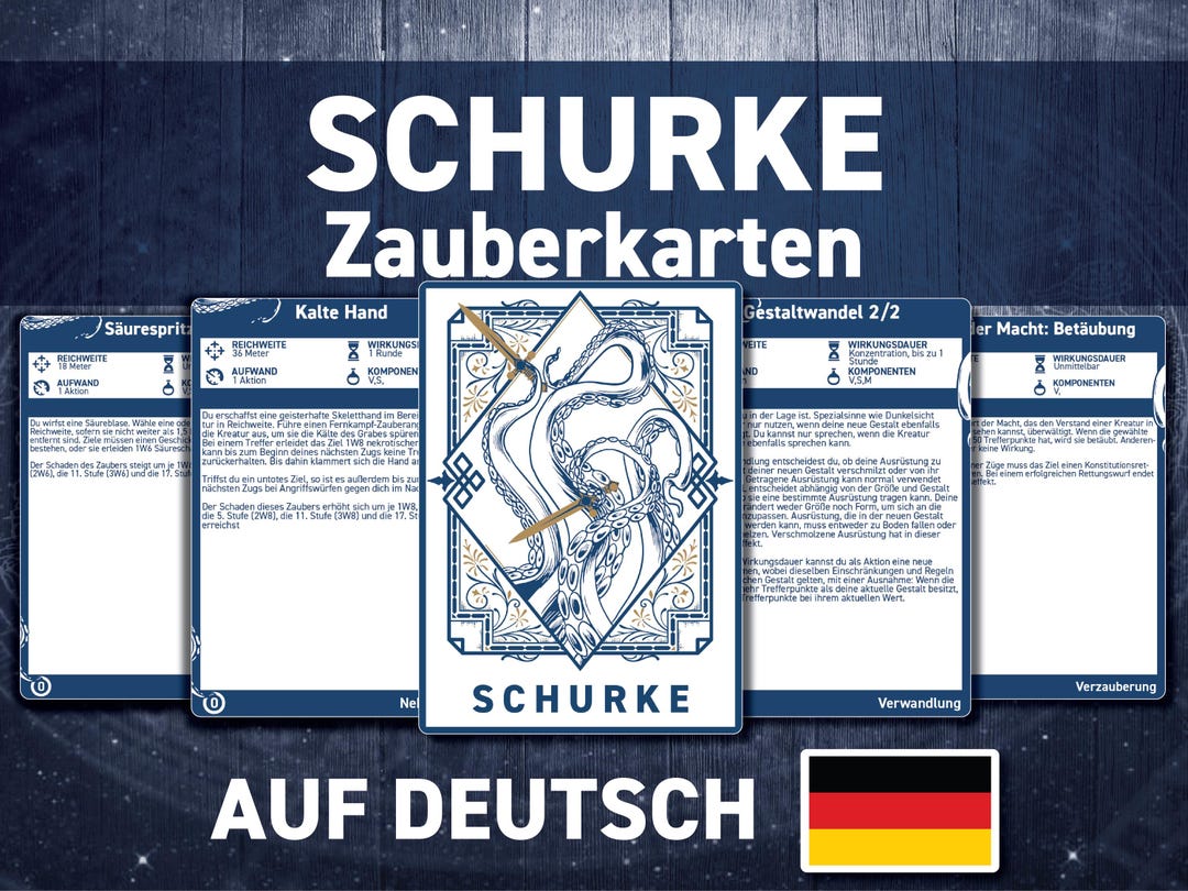 Rogue Spell Cards D&D 5E: German Edition (printable) - Etsy