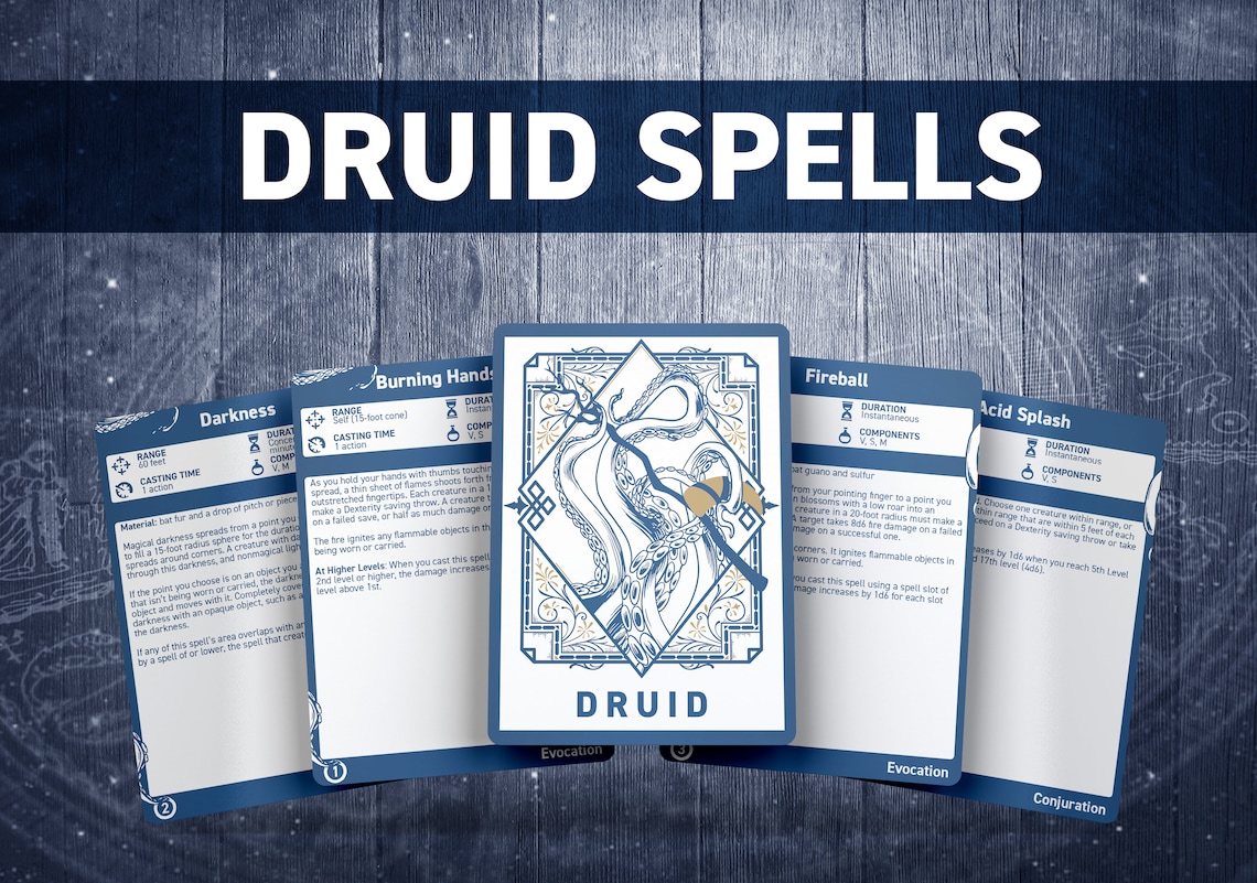 Dnd Druid Spell Cards | Dnd Spellbook | D&D Printable | Dungeons and ...