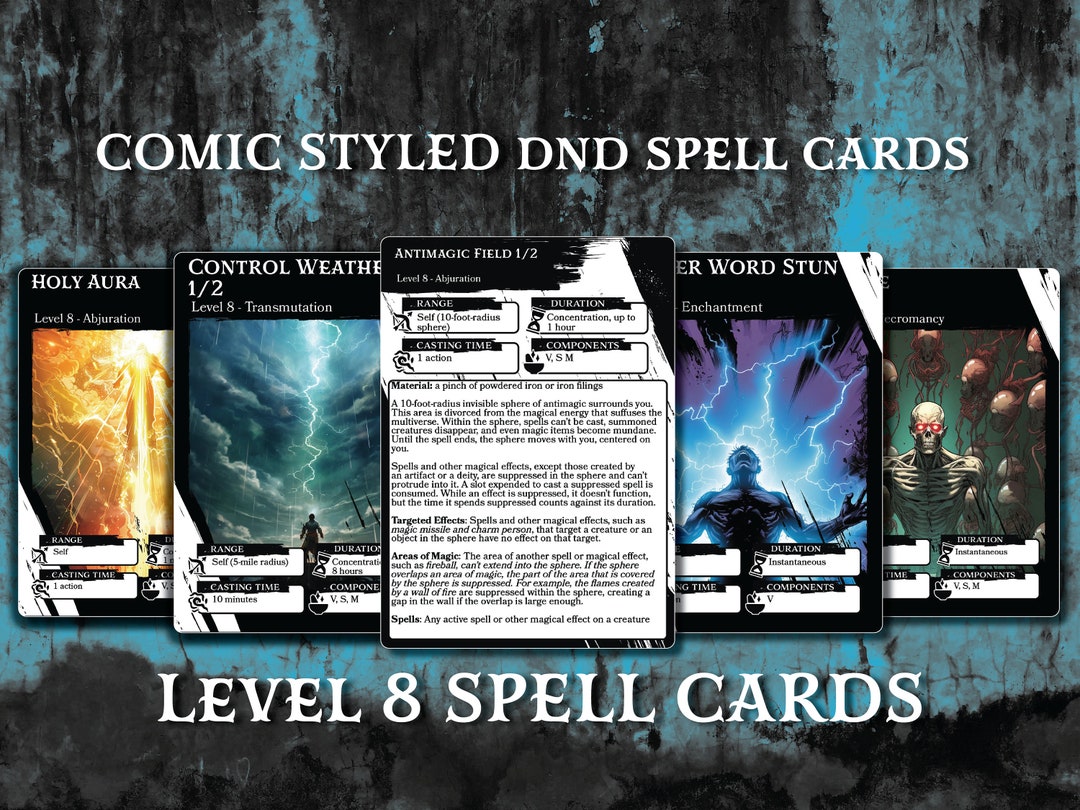 Dnd Spell Cards | Level 8 Illustrated | Dungeons and Dragons 5e | D&d ...