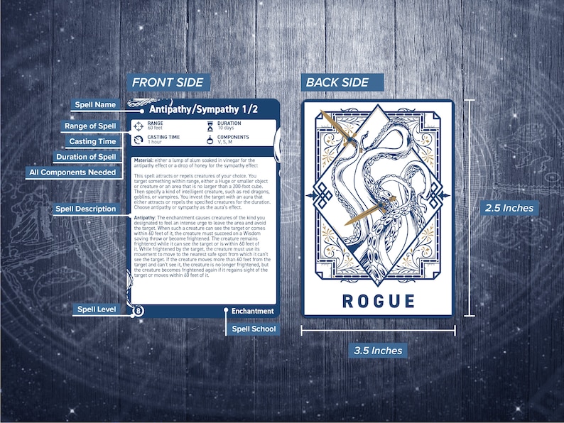 Dnd Rogue Spell Cards: Dungeons and Dragons 5e (printable) - Etsy