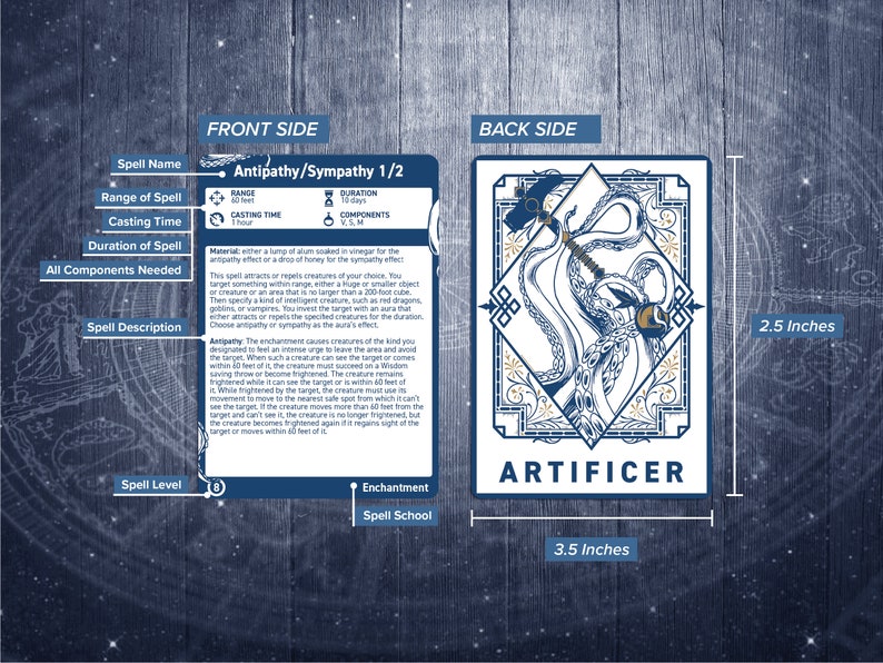 Dnd Artificer Spell Cards | Dnd Spellbook | D&D Printable | Dungeons ...