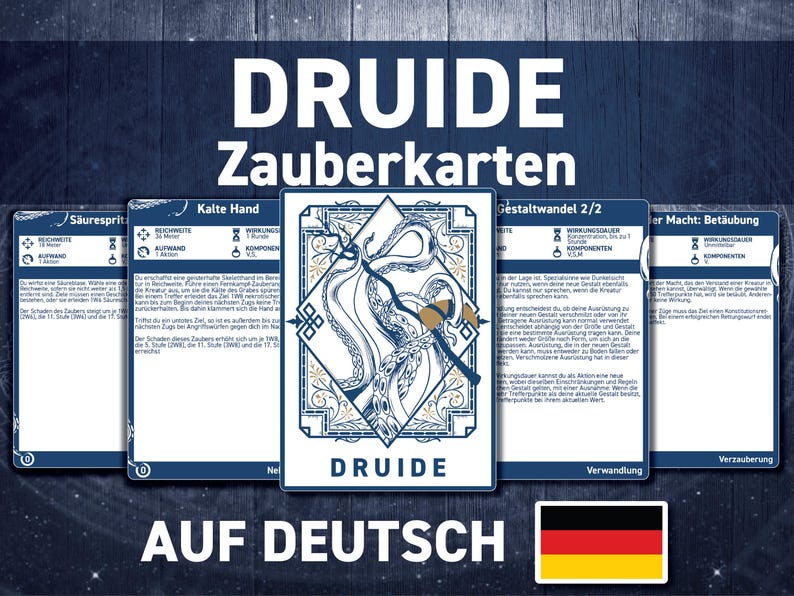 Druid Spell Cards DND 5E: German Edition (printable PDF) - Etsy