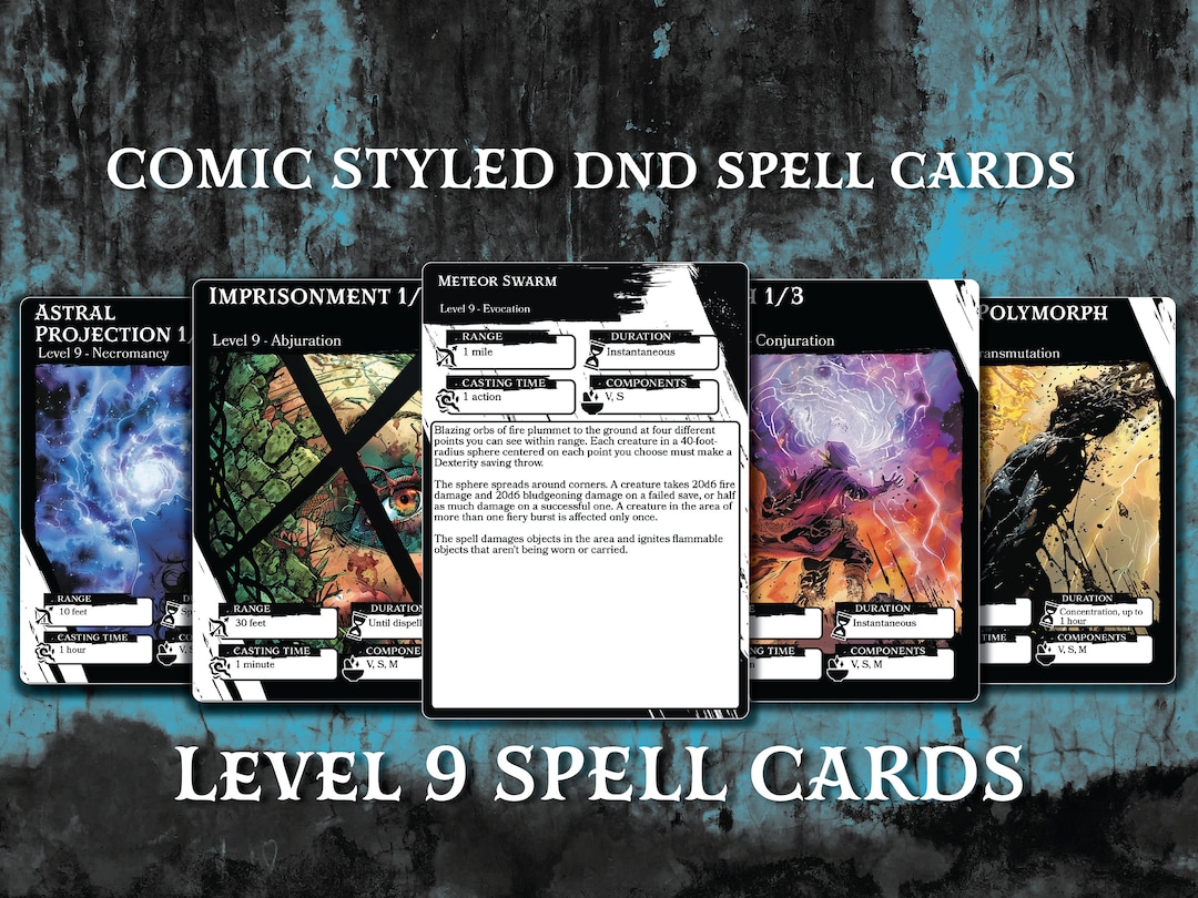 Dnd Spell Cards | Level 9 Illustrated | Dungeons and Dragons 5e | D&d ...