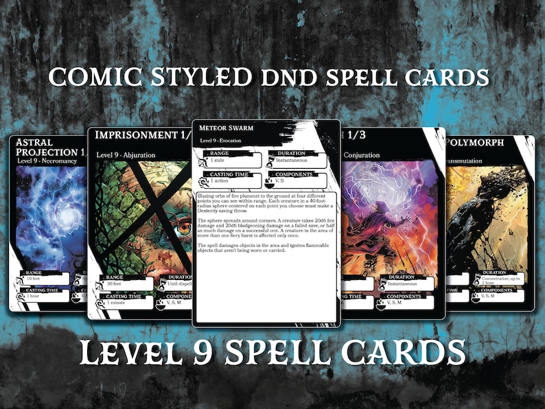 Dnd Spell Cards | Level 9 Illustrated | Dungeons and Dragons 5e | D&d ...