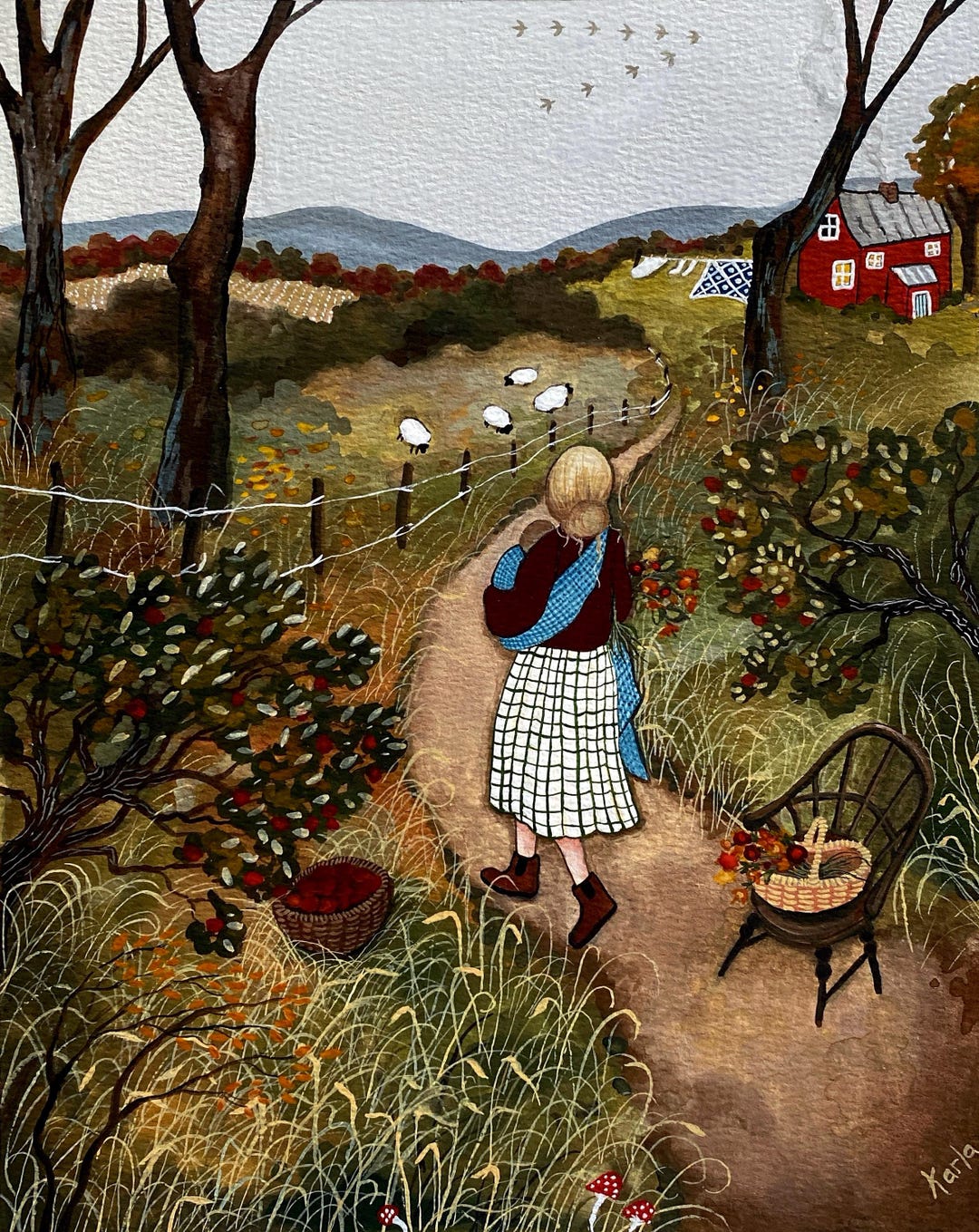 An Autumn Gathering - 8x10 Reproduction of My Original Gouache Painting ...