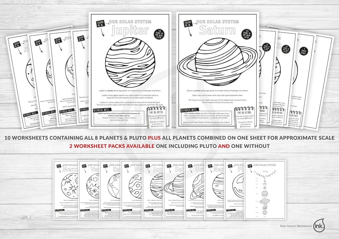 Solar System Worksheets - Colour In, Read and Learn! Option to Include ...