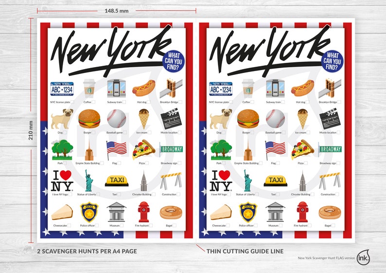 New York City Scavenger Hunt or Bingo - Great for a Vacation, Field ...