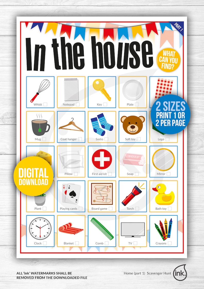 Home Scavenger Hunt or Bingo: Indoor Family Fun (digital Download) - Etsy