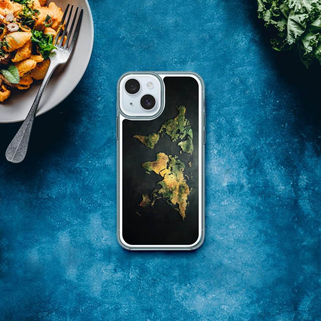 Traditional World Map With Dark Background - Clear Case - Etsy