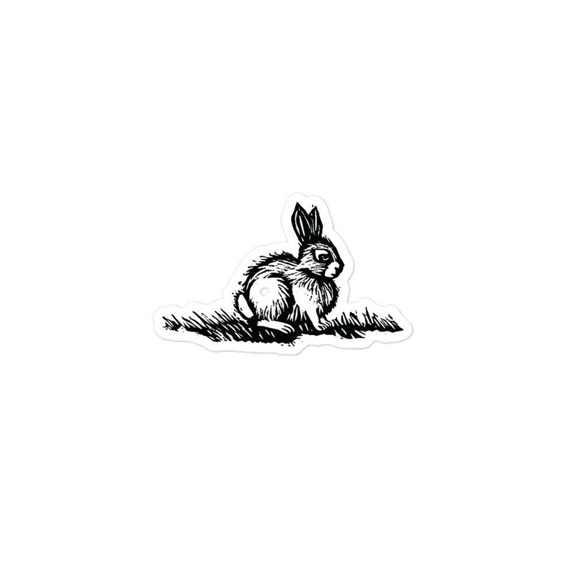 Rabbit Woodcut Print Sticker - Etsy