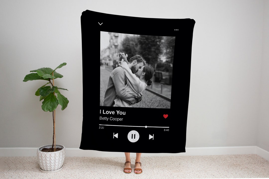 Custom Music Blanket, Custom Song Photo Blanket, Christmas Gift, Couple ...