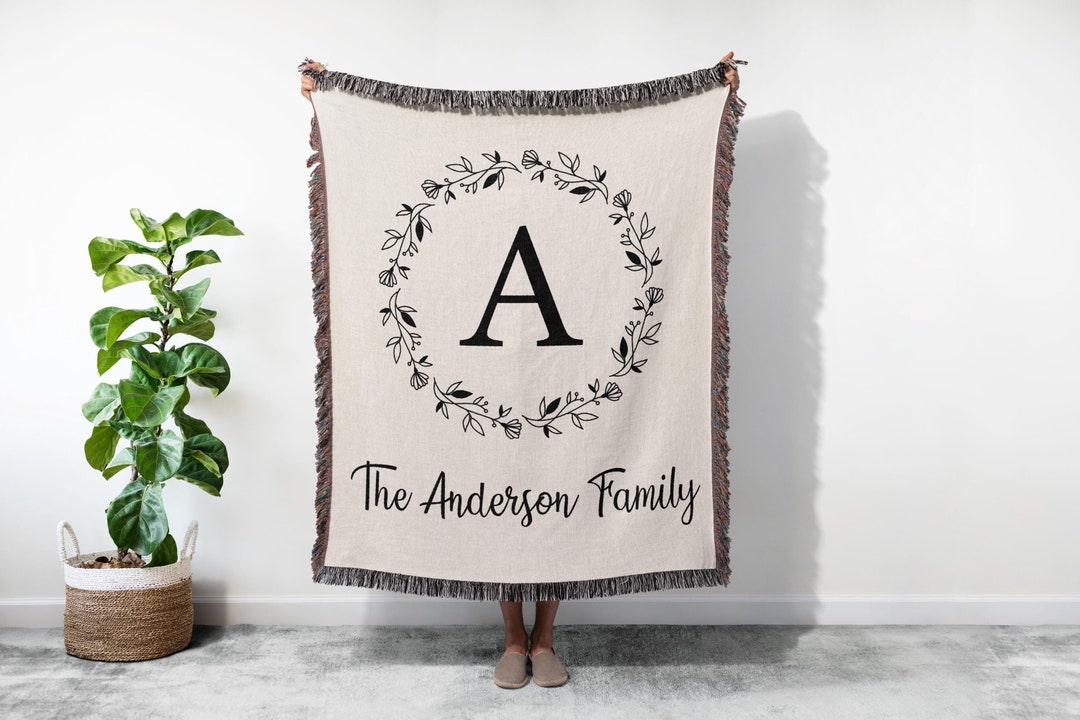 Custom Family Name Blanket, Personalized Monogram Throw Blanket With ...