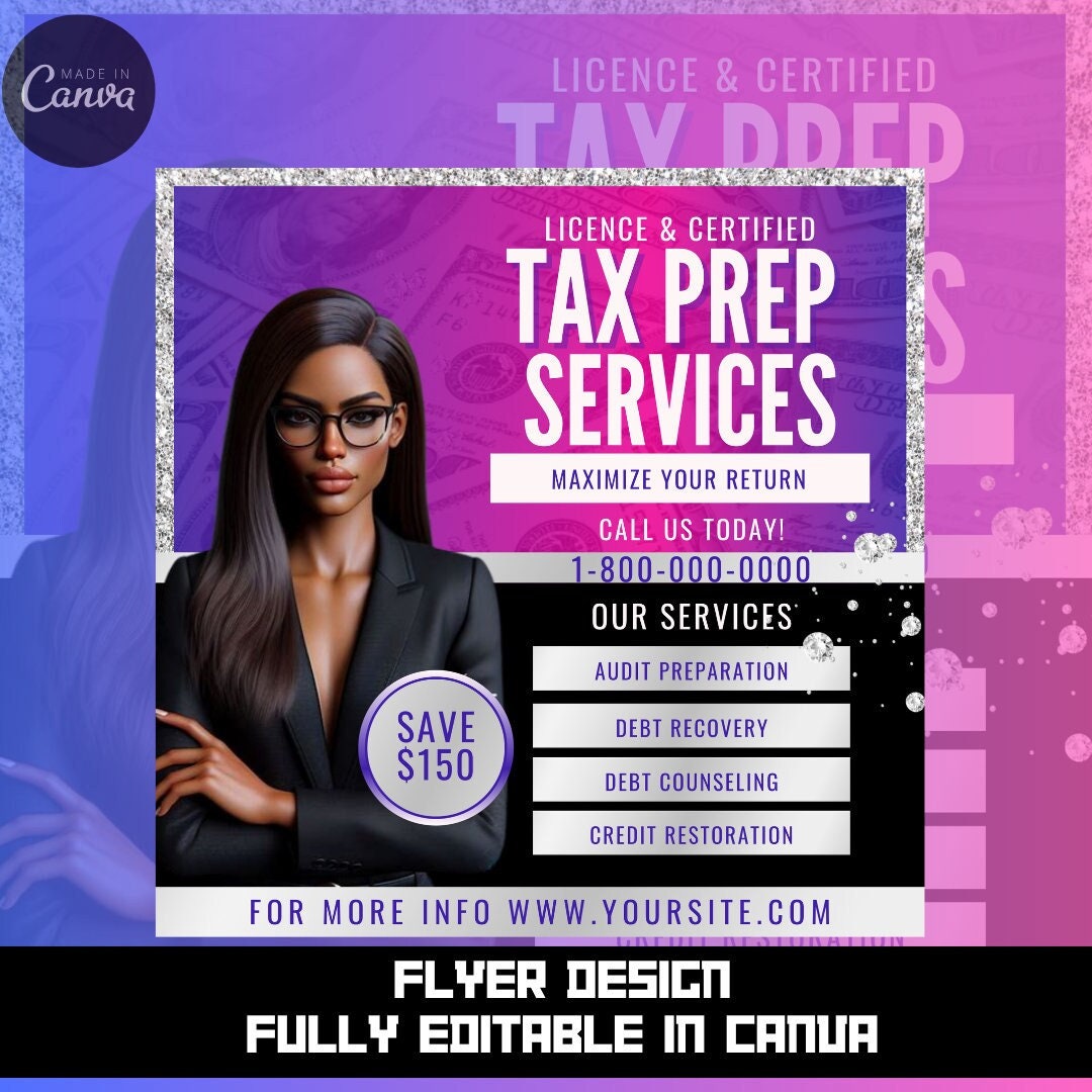 Tax Preparation Flyer, DIY Flyer Template Design,income Tax Preparer ...